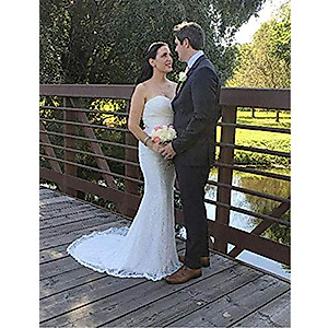 Likedpage Women's Lace Mermaid Bridal Wedding Dresses Ivory US6