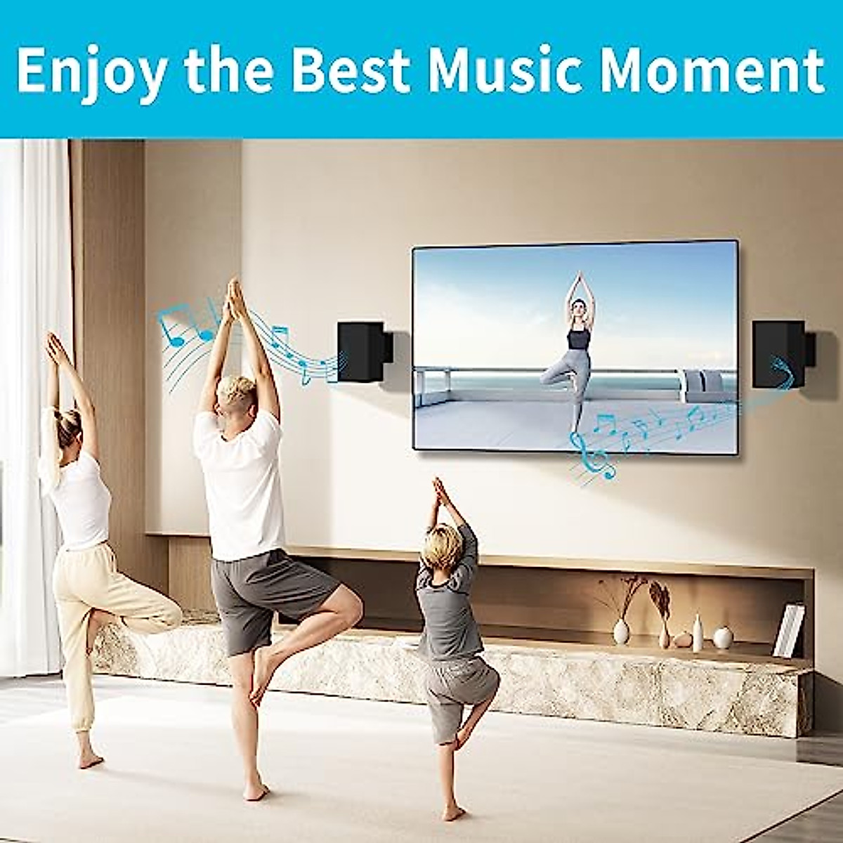 Universal Speaker Wall Mount Brackets for Samsung Sony Vizio Bose Klipsch and More Speakers with Speaker Wire - Wall Speaker Mount for Satellite & Surround Sound Speakers with Keyhole and Thread Hole