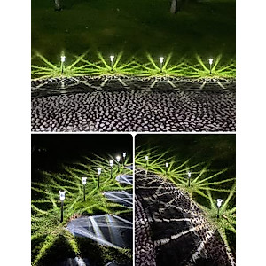 papasbox 12 Pack Solar Pathway Lights Solar Outdoor Lights Stainless Lamp Waterproof LED Solar Powered Landscape Path Ground Stakes Light for Lawn Garden Yard Patio Walkway Driveway Lighting