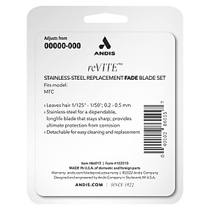 Andis 86015 reVITE Fade Clipper Replacement Stainless Steel Blade