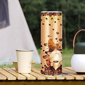 MoYueno Elf Coffee tumbler gift, Slim Gnome Tumbler with Lid & Straw & Brush, Elf Coffee Mugs for coffee Lovers, Elf Coffee Gift for Birthday, 20 Oz