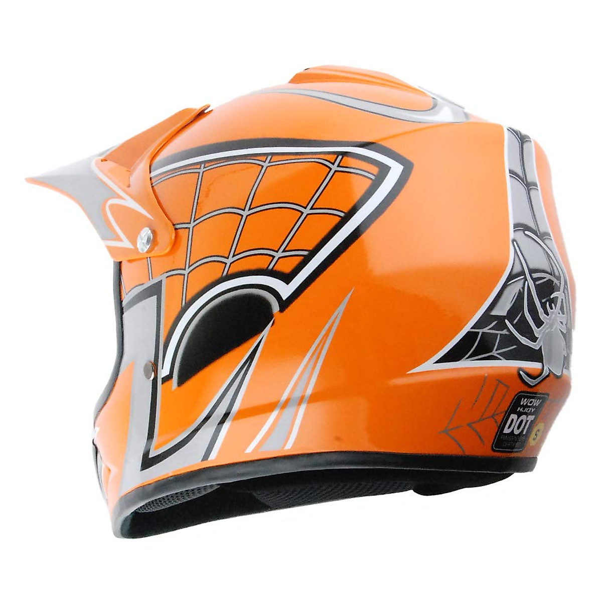WOW Youth Motocross Helmet BMX MX ATV Dirt Bike Helmet Spider Web Orange + Goggles + Martian Orange Glove Kids Bundle
