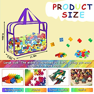 OPELETNNT 6 Packs Large Toy Storage Bags with Labels, Reusable Clear PVC Board Game Storage, Travel Waterproof Organizer Bags with Zipper for Building Blocks, Puzzle, Kids Books（6 Colors）