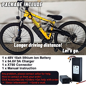 BtrPower Ebike Battery 48V 10AH Lithium Ion Battery Pack with 3A Fast Charger,20A BMS for Electric Motorcycle Scooter 250W 500W 700W Motor