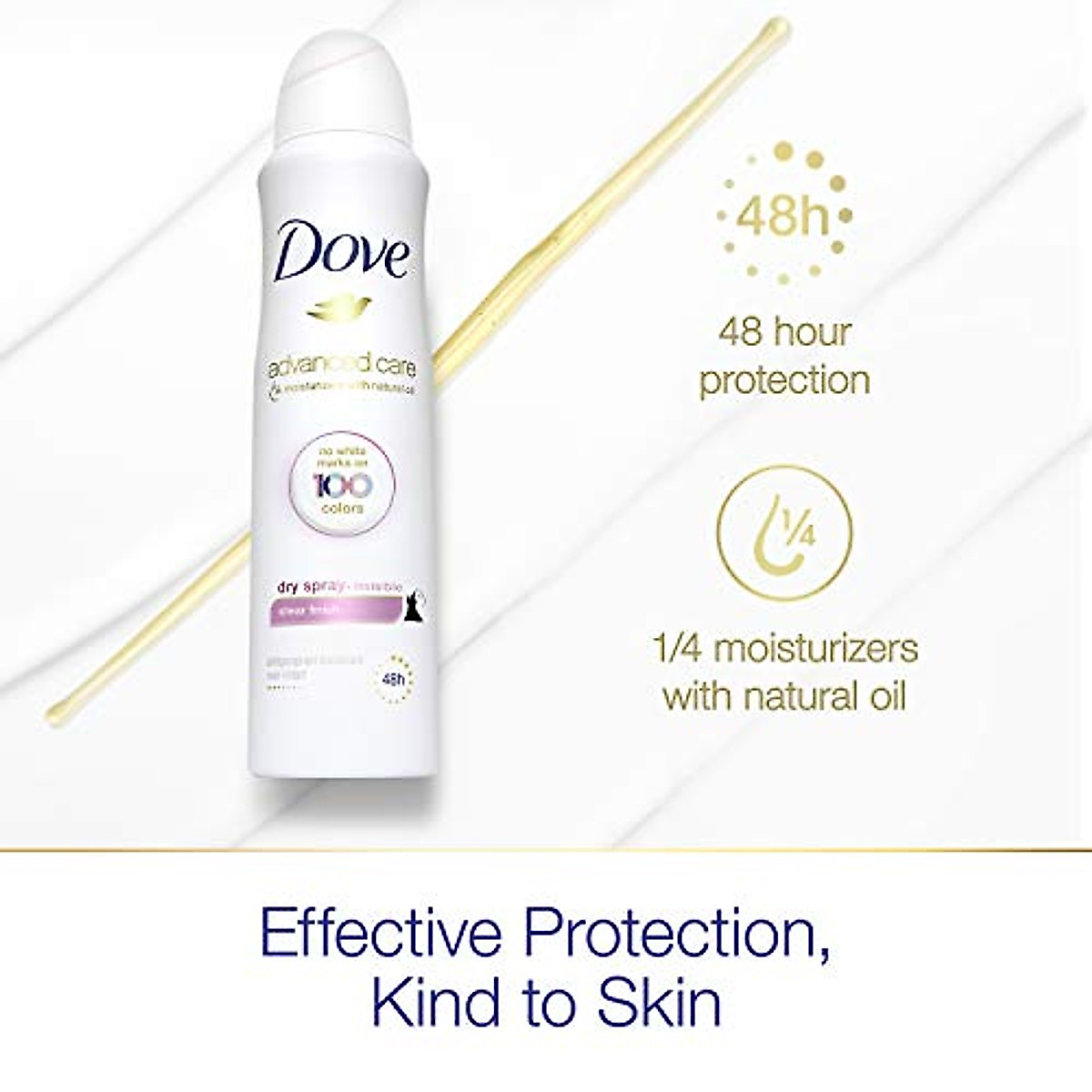 Dove Advanced Care Invisible Dry Spray Antiperspirant Deodorant No White Marks on 100 Colors Clear Finish 48-Hour Sweat and Odor Protecting Deodorant for Women 3.8 oz