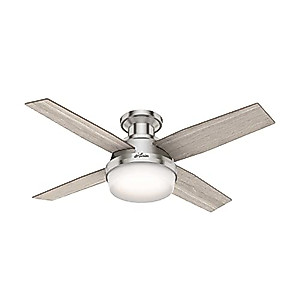 Hunter Fan Company 50282 Hunter Dempsey Indoor Low Profile Ceiling Fan with LED Light and Remote Control, 44", Brushed Nickel Finish