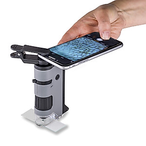 Carson MicroFlip 100x-250x LED and UV Lighted Pocket Microscope with Flip Down Slide Base and Adapter with CarsonCam Phone App - Set of 4 (MP-250MU)