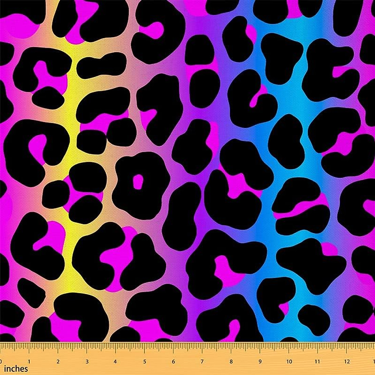 Feelyou Leopard Print Fabric by The Yard, Luxury Bright Safari Cheetah Print Upholstery Fabric, Wild Animal Theme Outdoor Fabric, Rainbow Striped Reupholstery Fabric for Chairs, 3 Yards, Purple Blue