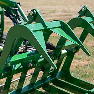Titan Attachments 60in Economy Grapple Bucket Attachment Fits John Deere Tractors, 3/8in Thick Steel Frame, Hook and Pin Mounting System