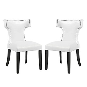 Modway Curve Vinyl Set of 2, Two Dining Chairs, White