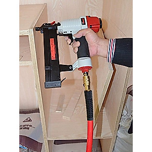 DP Dynamic Power Rubber Air Hose 3/8" x 50' 300 PSI Red/Black Assembly with 1/4" Male Pipe Thread Fittings & Bend Restictors (red)…