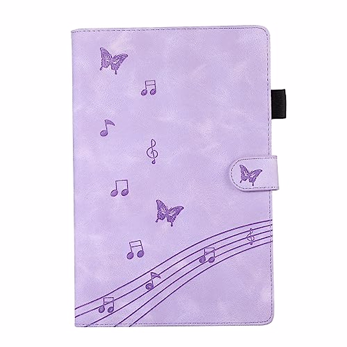 Business Special Butterfly Phonogram Pattern Cover with 2 Credit Card Slots Pencil Holder Kickstand Protective Case for iPad Air 4 2020-Purple