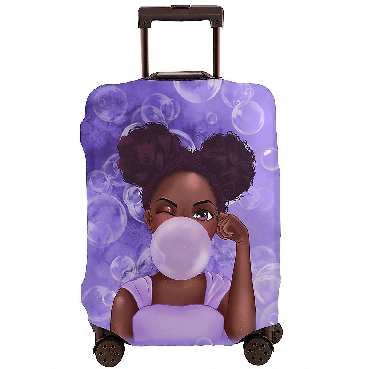 ZgaidIta Black Girl Bubble Luggage Cover Washable Suitcase Protector Anti-scratch Suitcase cover S(18-22 inch luggage)