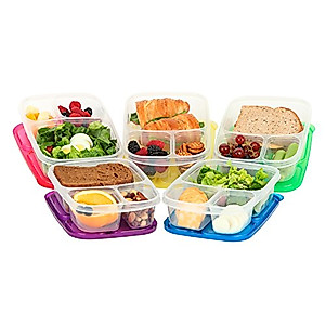 Qualitas Products® Premium Kids Bento Boxes – 3 Compartments, 5 Bento Box Microwave Safe Lunch & Leftover Containers Set for Kids and Adults - Made From Food Grade Plastic
