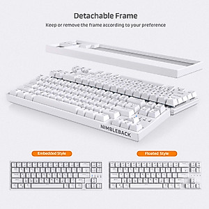 LTC NB681 Nimbleback Wired 65% Mechanical Keyboard, RGB Backlit Ultra-Compact 68 Keys Gaming Keyboard with Hot-Swappable Switch and Stand-Alone Arrow/Control Keys (Hot Swappable Red Switch, White)