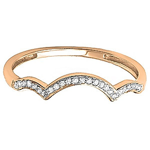 Dazzlingrock Collection 0.10 Carat (Cttw) Round White Diamond Stackable Wedding Contour Band in 14K Rose Gold Size 6.5