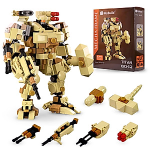 MyBuild Mecha Frame Titan - Toy Building Sets Mecha 6 Inches, Build Robot Mech, Adjustable Action Poses, All Major Building Bricks Compatible, for Mech Fans