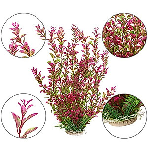 Mayitr 18" Plastic Water Plant for Aquarium Fish Tank Ornament, Rhodo Red