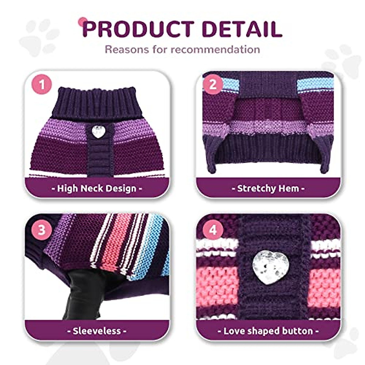 AXIIJGL Dog Sweater Pet Cat Winter Knitwear Warm Clothes Striped Dog Hoodie Sweatshirt for Small Medium Dogs(XL)