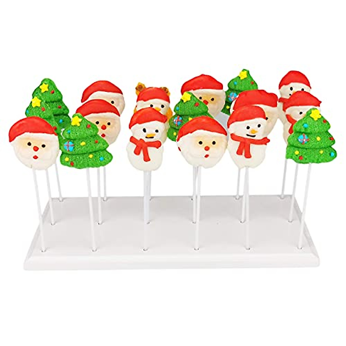 Wood Cake Pop Stand Display - 18 Hole Lollipop Holder, Candy or Sucker Stand for Dessert Table of Wedding, Shower, Birthday Party, White - Fit 5/32" (4mm) Lollipop Sticks