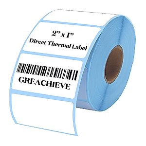 2 x 1 Direct Thermal Laverls, Thermal Name Label Stickers, Thermal Label Stickers, Barcode Label Thermal-1 Roll,1000 Labels