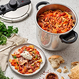 Zavor EZLock Stove Top Pressure Cooker 10 Quart - Canning Ready, Stainless Steel, Multi Pressure Levels, Easy Locking, Induction Ready, 4 Jar Canning Capacity, Digital Cookbook & Steamer Basket