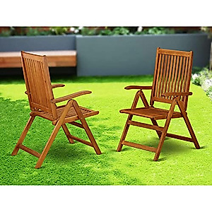East West Furniture BCNC5NA Outdoor Folding arm Chair, Natural Oil