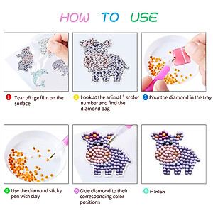 MODOWEY 36Pcs Stickers Kits for Kids, DIY Animal & Sea World Stickers Painting with Diamonds, Paint by Numbers Diamonds Arts Craft Kits for Children, Boys and Girls (Style A)