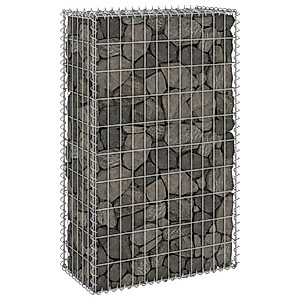 Gabion Wall with Covers,Garden Fence Border,Portable Fence,Privacy Fence,Fencing for Yard,Private Fence,Garden Fence for Dogs,for Patio,Backyard,Outdoor Pool,Porch,Galvanized Steel 23.6"x11.8"x39.4"