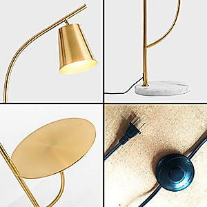 Hsyile Lighting KU300214 Creative Bedroom & Living Room Floor Lamp with a Table,Office and Reading Light - E26 Bulb - Brushed Antique Brass Finish