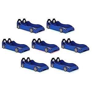 Coaster Home Furnishings Cruiser Contemporary Leatherette Upholstered Twin Size LED Car Bed Frame Platform Bed 33-inch Headboard Blue 400478