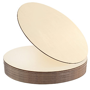 12Pcs 12 Inch Wood Circles for Crafts, Unfinished Blank Wooden Rounds Slice Wooden Cutouts for DIY Crafts, Door Hanger, Sign, Wood Buring, Painting, Christmas Décor