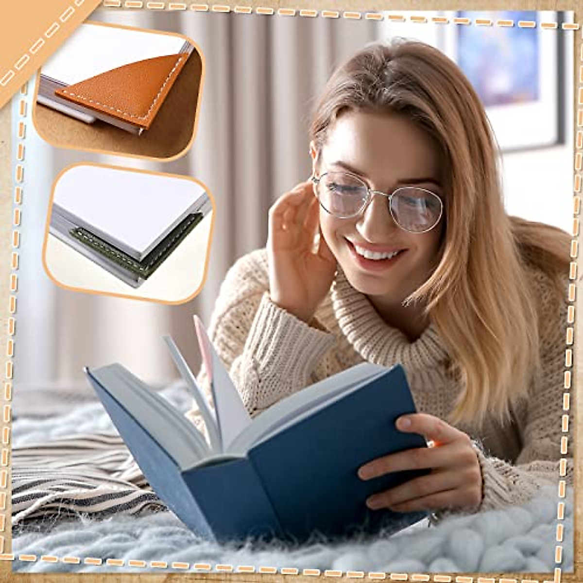 12 Pcs Leather Corner Bookmarks for Women Book Lovers Gifts Corner Page Book Marks Book Accessories for Reading Lover Cute Handmade Book Reading Gift for Book Lovers Felt Triangle Bookmark for Bible