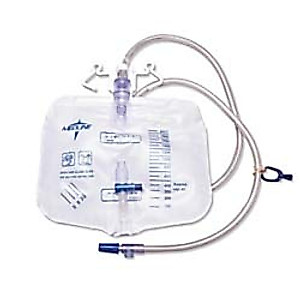Medline Urology Drainage Bags, Metal Port, 2,000 mL, Clear, Pack of 20 Bags