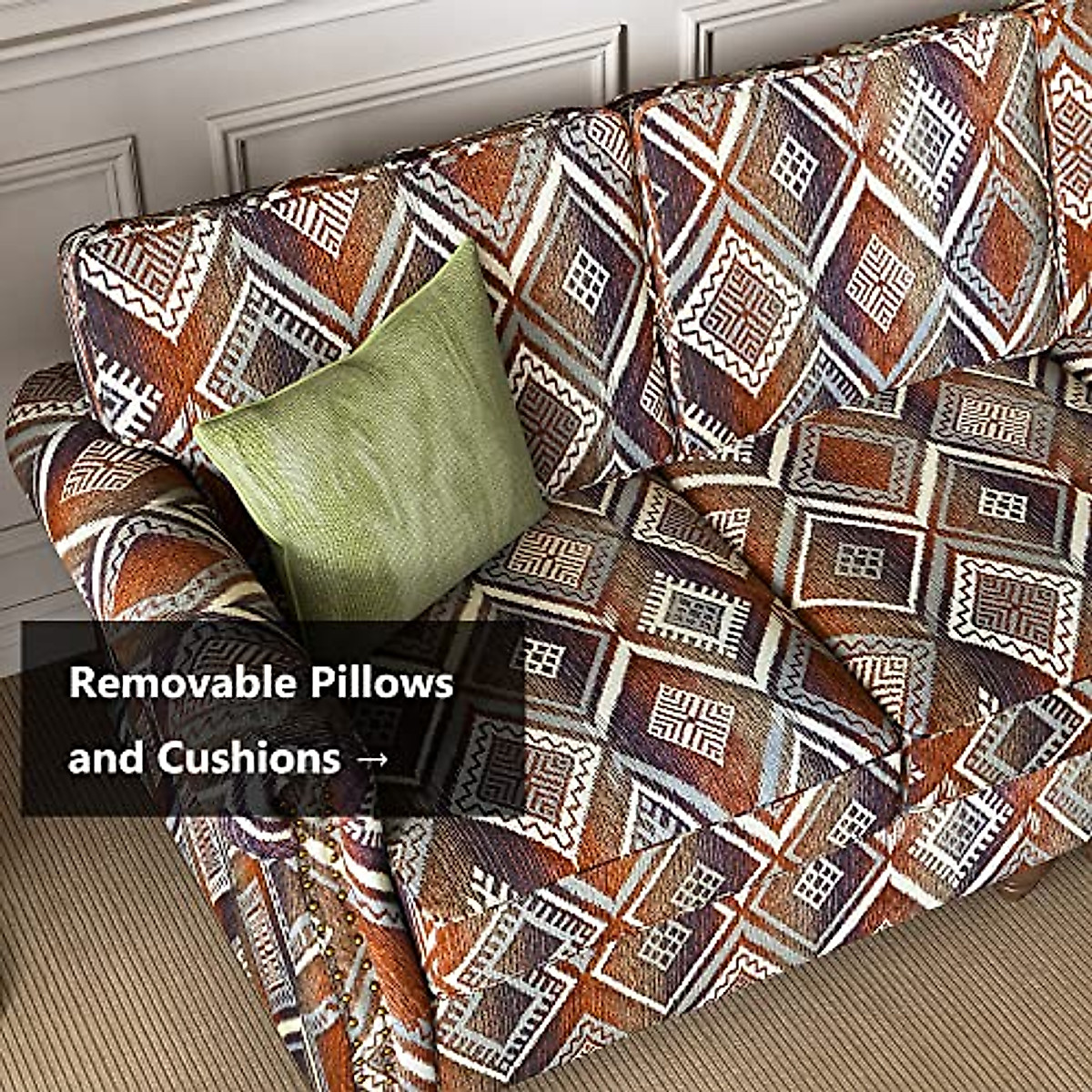 HONBAY Upholstered Sofa 3 Seater Couch with Rolled Arms, Traditional Sofa Couch with Nailhead Trim Sofa for Living Room