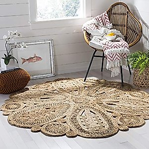SAFAVIEH Natural Fiber Collection Area Rug - 3' Round, Natural, Handmade Boho Charm Farmhouse Jute, Ideal for High Traffic Areas in Living Room, Bedroom (NF360A)