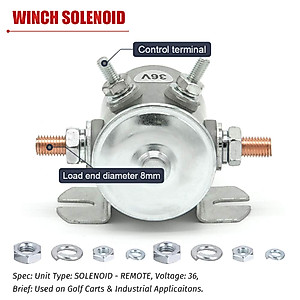 36 Volt Continuous Duty Solenoid Relay 4 Terminal For Marathon Ezgo TXT Series,1980-2010 Electric Golf Cart Max 200A Replaces # 70-120224 11761-G1 27855-G01 27855-G02 31680-G1 24080 E-Z-Go 11761GA