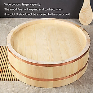 Japanese Wooden Hangiri Sushi Rice Mixing Bowl Tub Sushi Oke Copper Bands for Sushi Restaurant Kitchen,66cm/26in