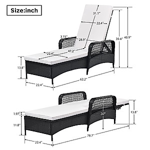 Merax Patio Furniture Set, Patio Chaise Lounges, Outdoor Patio PE Rattan Wicker Chair Sun Lounger, Adjustable Backrest Seating, for Poolside, Porch and Garden (Beige, 2 Piece)