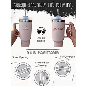 Hooch|Hog 40 oz. Tumbler With Handle Lid and Straw | Reusable Insulated Cup and Water Tumbler | Cup Holder Friendly (Cream)