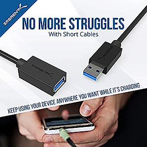 SABRENT 22AWG USB 3.0 Extension Cable A Male to A Female [Black] 3 Feet (CB-3030)