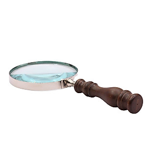 10x Handheld Magnifying Glass Lance with Hardwood Designer Handle Magnifier Loupe, Storage Heavy Cloth Pouch