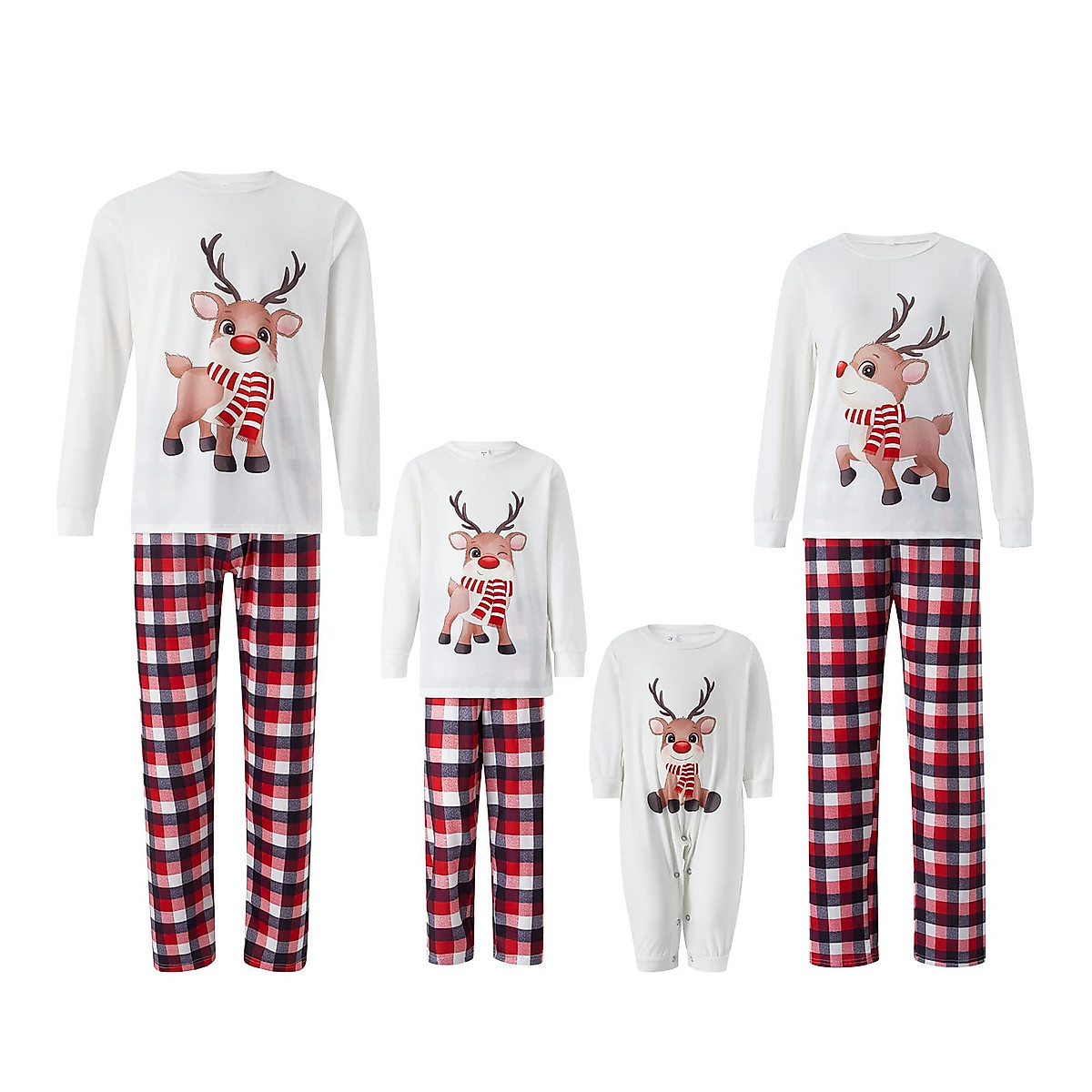 OAKFashion Christmas Family Pajamas Holiday Christma Pajama Family Matching Pjs Set Cute Sleepwear Elk Xmas Jammies for Couples Youth(#A311, Mom, XL)