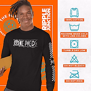Ripple Junction One Piece Logo Anime Adult Crew Long Sleeve Crew T-Shirt Officially Licensed XL Black