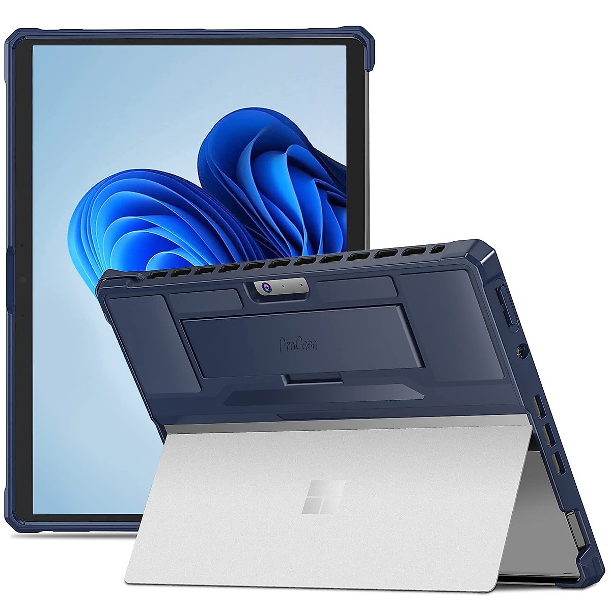 ProCase Case for Surface Pro 8, Rugged Protective Cover with Built-in Hand Strap Compatible with Type Cover Keyboard for 13.0" Microsoft Surface Pro 8 2021 Release –Navy