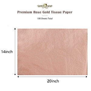UNIQOOO 100 Sheets 20X14 Premium Metallic Rose Gold Tissue Gift Wrap Paper Bulk, Great for Gift Bag, Recyclable Gift Wrapping Accessory, Perfect for Small Gift bags, Pinata, Wedding, Party, Cutout