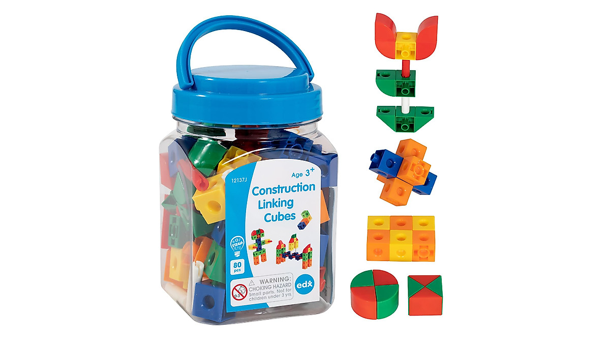 Edx Education 80-Piece Linking Cubes Mini Jar Set for STEM