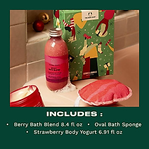 The Body Shop Berries & Bubbles Bath Ritual Gift Set, Strawberry Juice and Berries, Hydrating & Moisturizing Skincare for Dry Skin, Vegan, 3 Items, Fruity