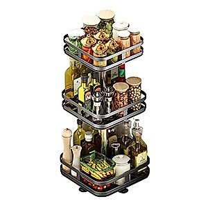 BTSEURY 360° Rotating Storage Rack, 3-Tier Bathroom Countertop Organizer, Kitchen Rack Organizer Counter Storage Shelf