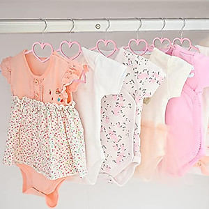 Kigley 50 Pieces Kids Pink Heart Hangers 12.8 Inch Plastic Space Saving Baby Hangers Kids Hangers for Nursery Cute Hangers with 360 Degree Swivel Hook Stackable and Non Slip